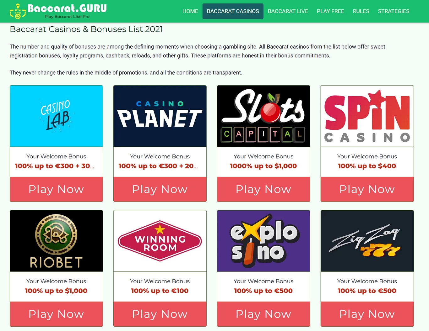 Best Online Casinos For Playing Baccarat 2025 & Baccarat Casino Bonuses